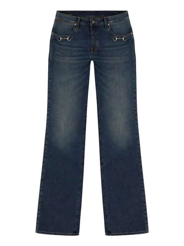 Gucci Denim Jeans With Horsebit Detail - Blue