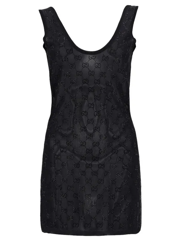 Gucci Gg Embroidered Dress - Black