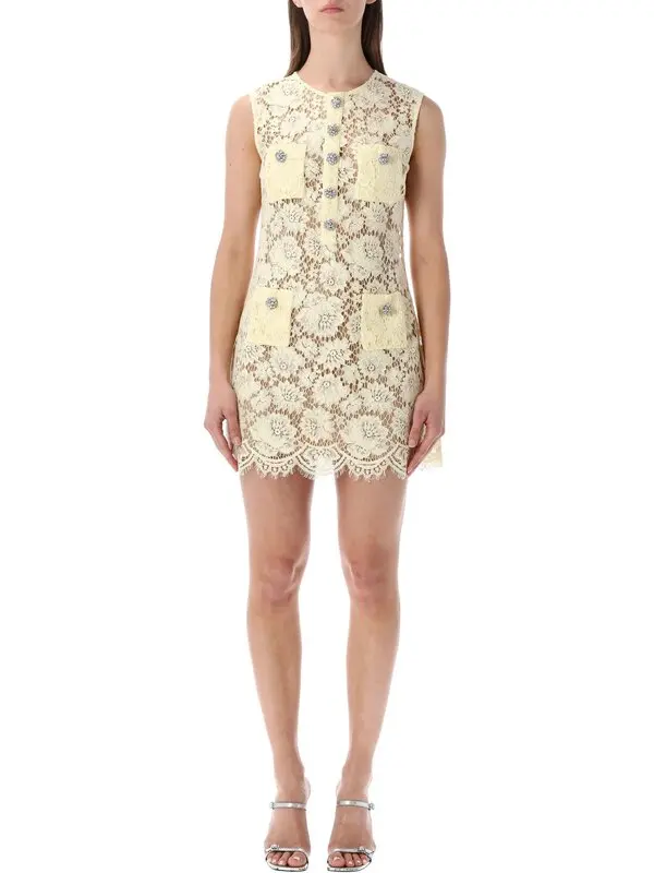 SELF-PORTRAIT Lace Mini Dress - Yellow