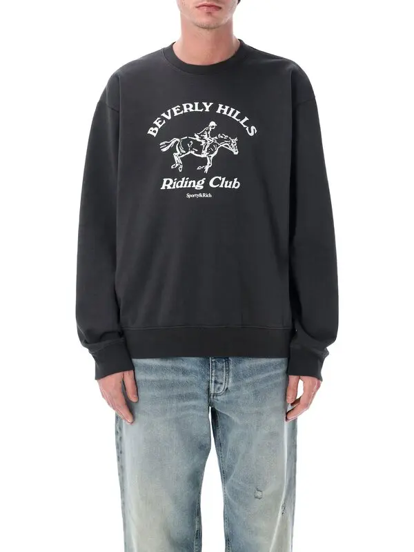 SPORTY & RICH Bh Riding Club Crewneck - Faded Black
