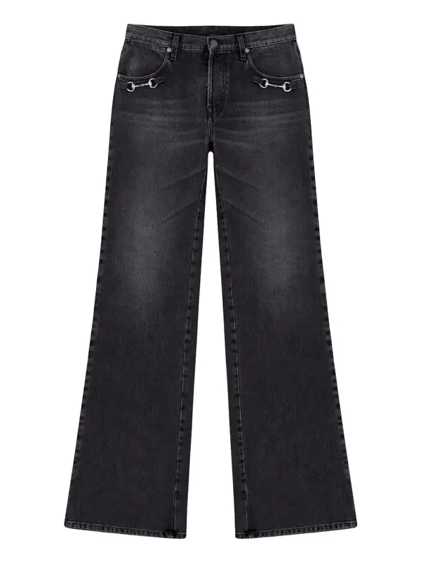 Gucci Denim Jeans With Horsebit Detail - Charcoal