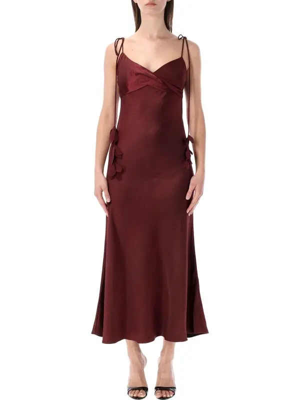 SELF-PORTRAIT Satin Midi Dress - Purple