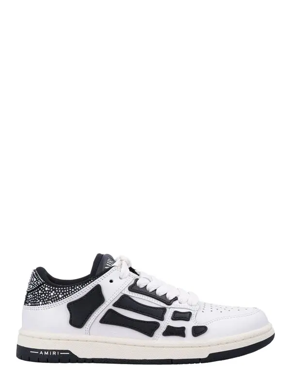 Amiri Crystal Satin Skel Top Low Sneakers - Black