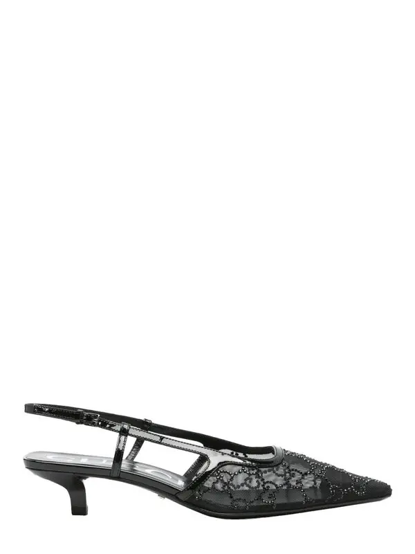 Gucci Crystal Embellished Slingback Pumps - Black