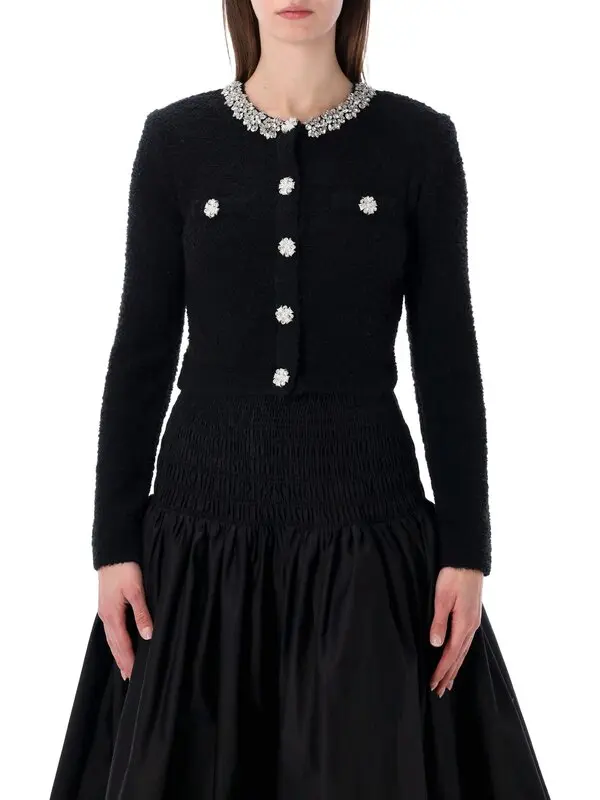 SELF-PORTRAIT Crystal Embellished Cardigan - Black