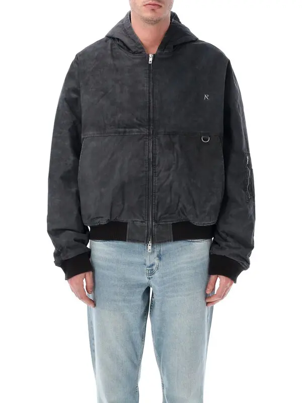 REPRESENT Hooded Bomber Jacket - Washed Black