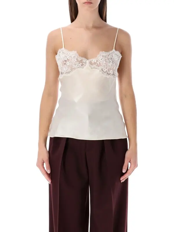 Chloé Silk Lace Top - Eden White