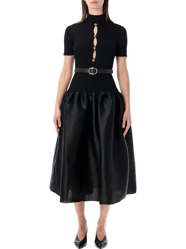 SELF-PORTRAIT Midi Dress With Keyhole Detail - Black