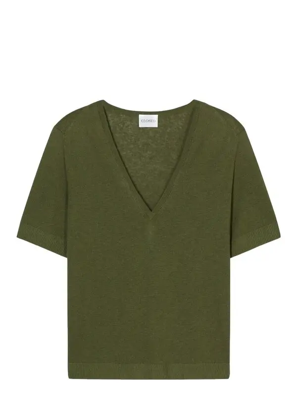 Closed Linen And Cotton V-neck Sweater - Green