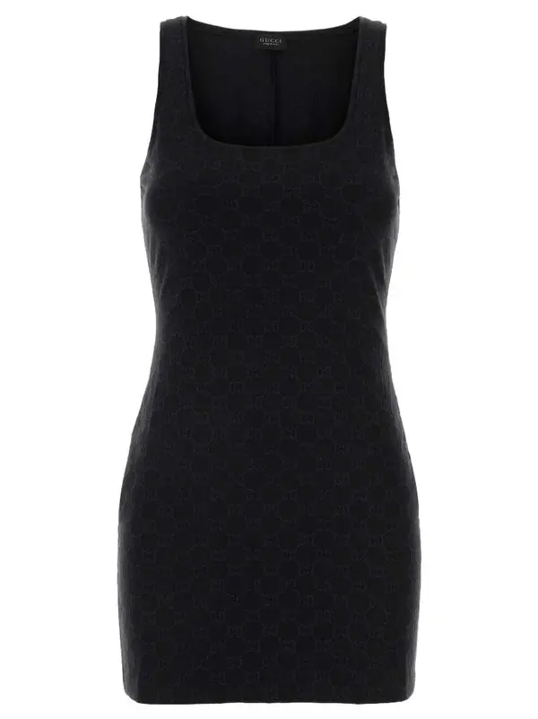 Gucci Gg Jacquard Mini Dress - Black