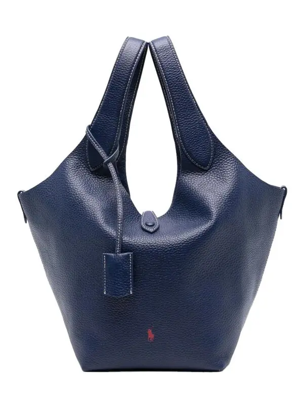 Ralph Lauren Polo Pony Motif Leather Tote - Navy
