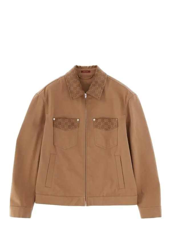 Gucci Jacket With Zipper And Collar - Beige