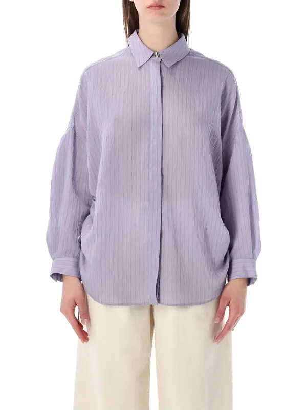 SESSUN Striped Lyocell Voile Shirt - Lilac Stone
