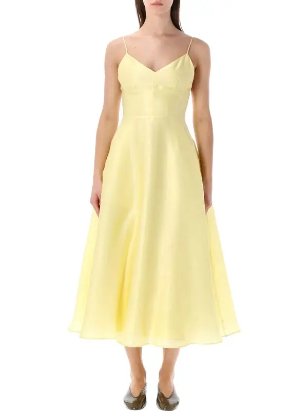 Alberta Ferretti Silk Organza Calf-length Dress - Yellow