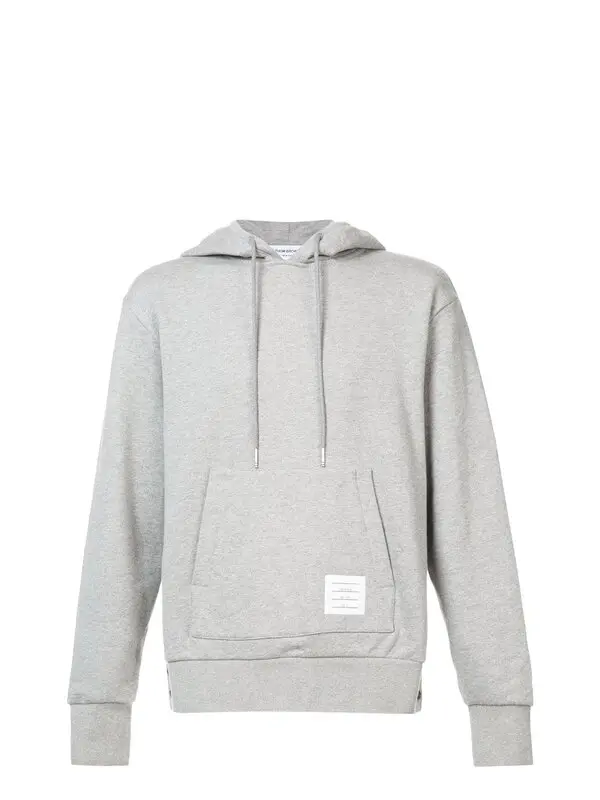 Thom Browne Classic Loopback Hoodie With Stripe - Lt Grey