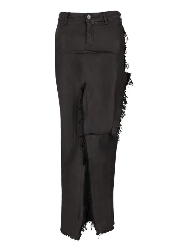 Rick Owens Denim Sliced Skirt - Black