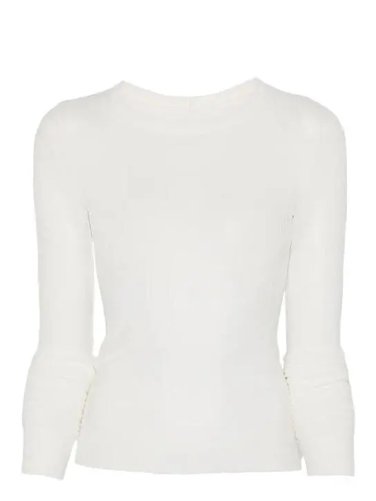 Rick Owens Cropped Ribbed Long Sleeve Top - Milk
