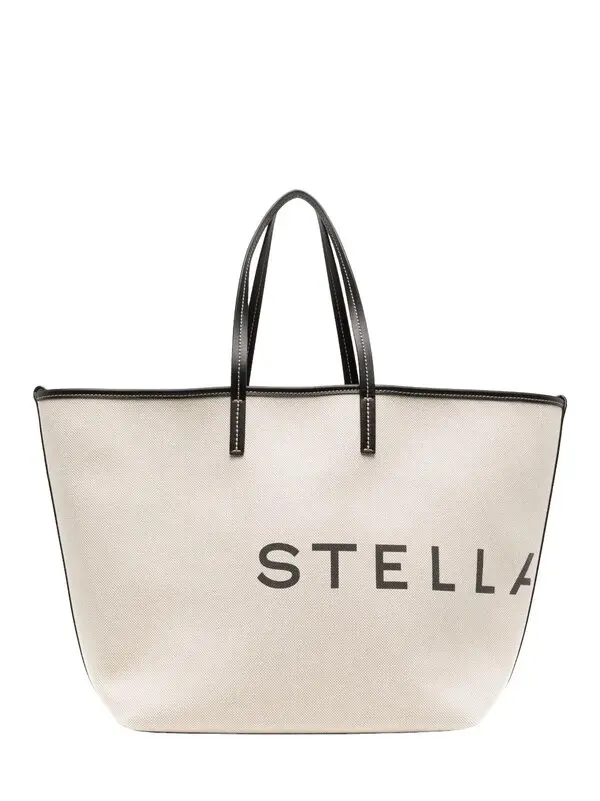 Stella McCartney Logo Print Cotton Tote Bag - Ecru