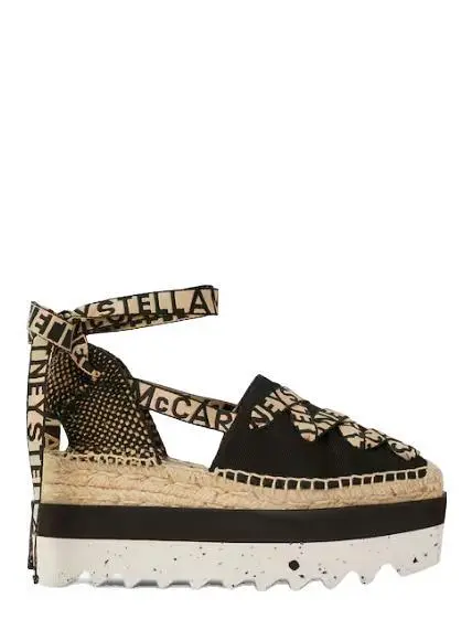 Stella McCartney Gaia Espadrilles With Logo Ribbon - Deep Black