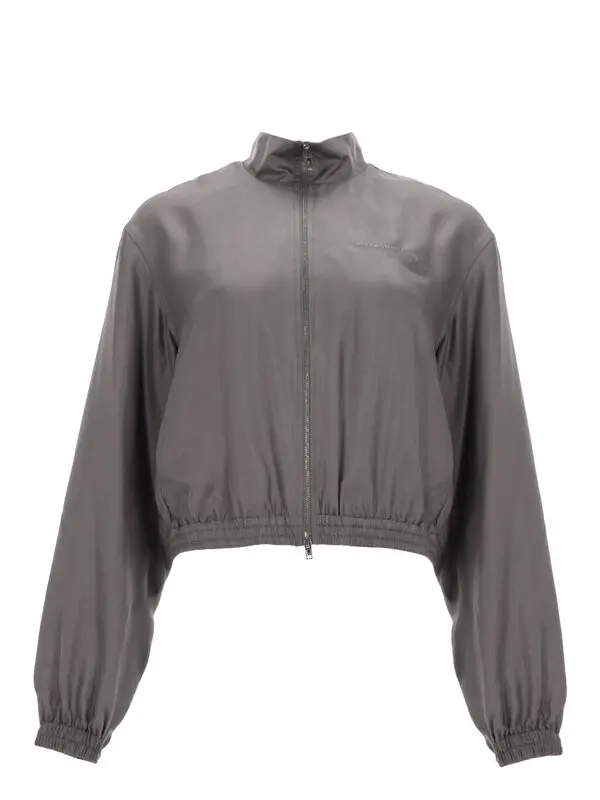 Alexander Wang Cropped Jacket With Logo - Grey