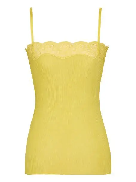 Saint Laurent Camisole With Lace Trim - Chartreuse