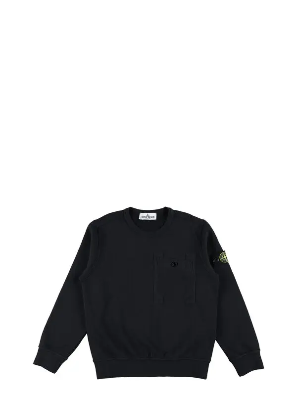 Stone Island Sweatshirt With Chest Pocket - Black