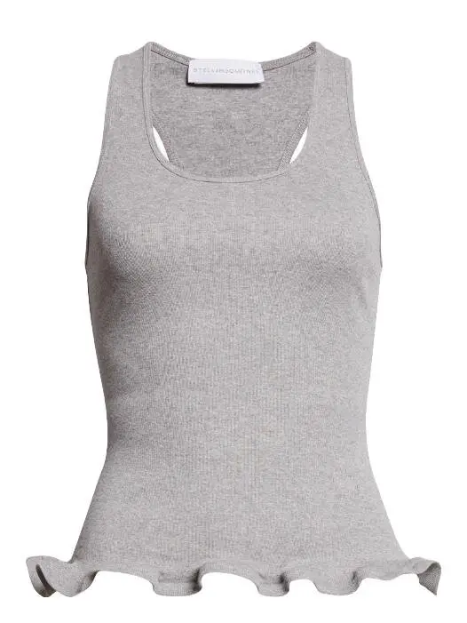 Stella McCartney Frilled Hem Rib Tank - Grey Melange