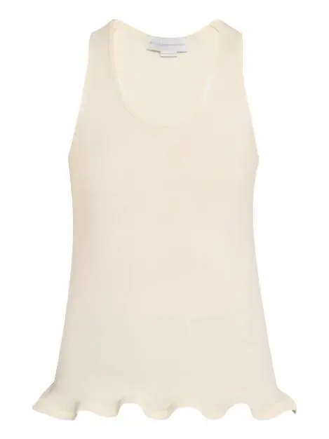Stella McCartney Frilled Hem Rib Tank - Cream