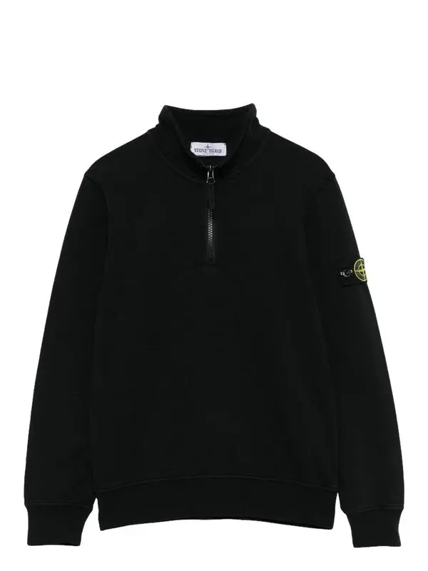 Stone Island Polo Shirt With Half Zipper - Black