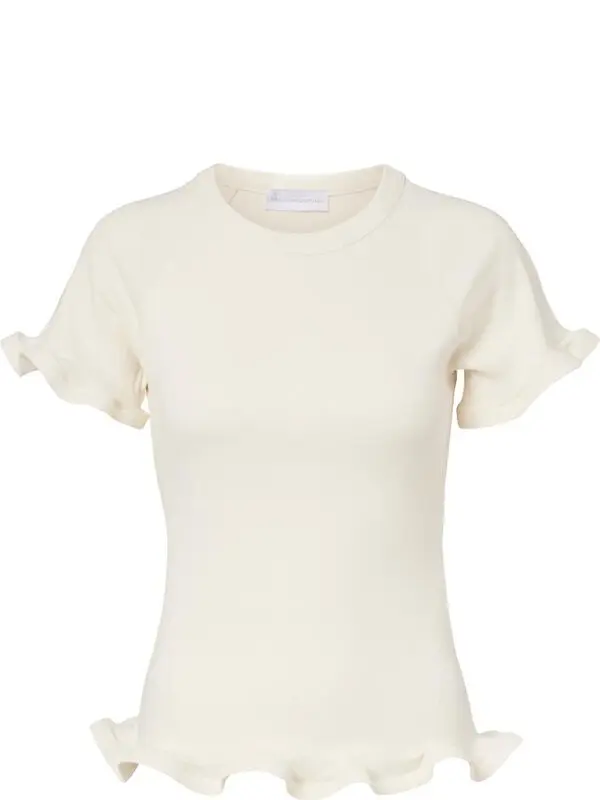 Stella McCartney Frilled Hem Rib T-shirt - Cream
