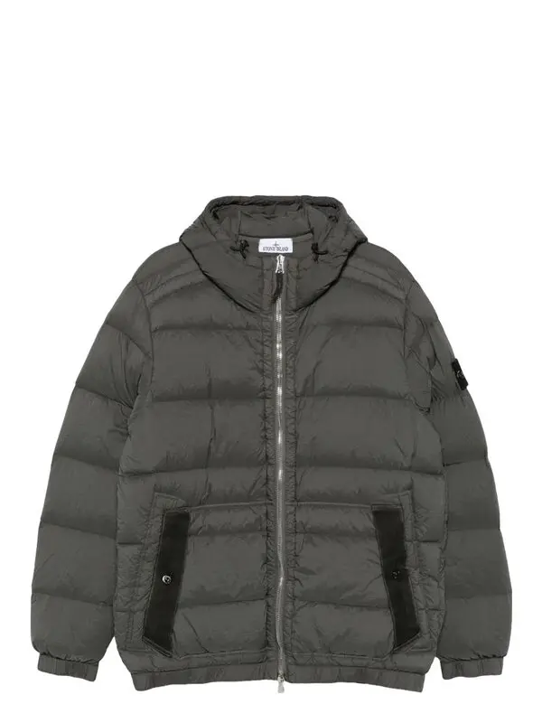 Stone Island Padded Down Jacket With Hood - Grey