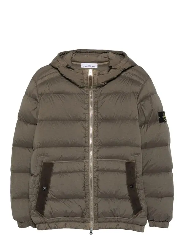 Stone Island Padded Down Jacket With Hood - Military Green