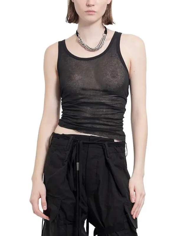 ANN DEMEULEMEESTER Mara Wrinkled Cropped Tank Top - Black