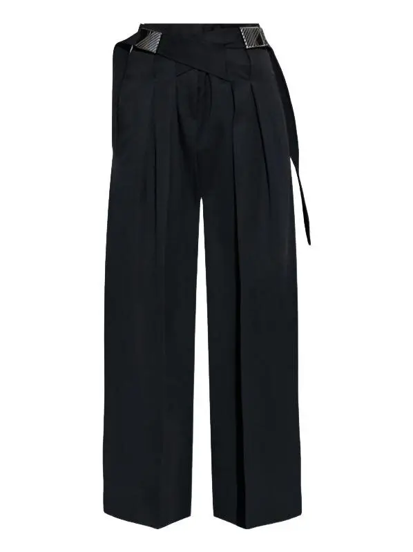 Attico Long Pant In Wool Gabardine - Black