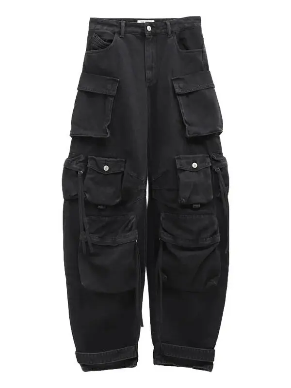 Attico Washed Denim Long Pant - Black