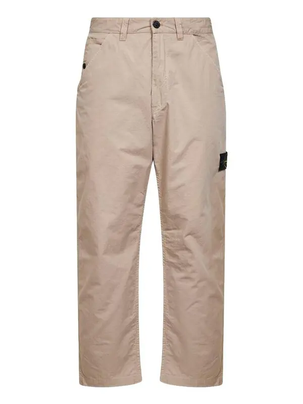 Stone Island Logo Cotton Trousers - Beige