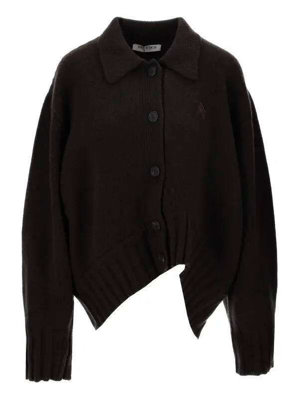 Attico Wool Cashmere Cardigan - Dark Brown