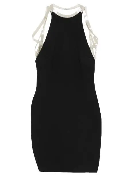 Attico Mini Ponte Jersey Dress With Chain Detail - Black