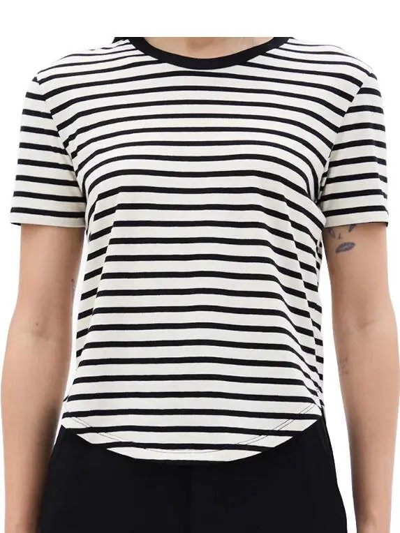 ANN DEMEULEMEESTER Floor Micro T-shirt - Black/chalk