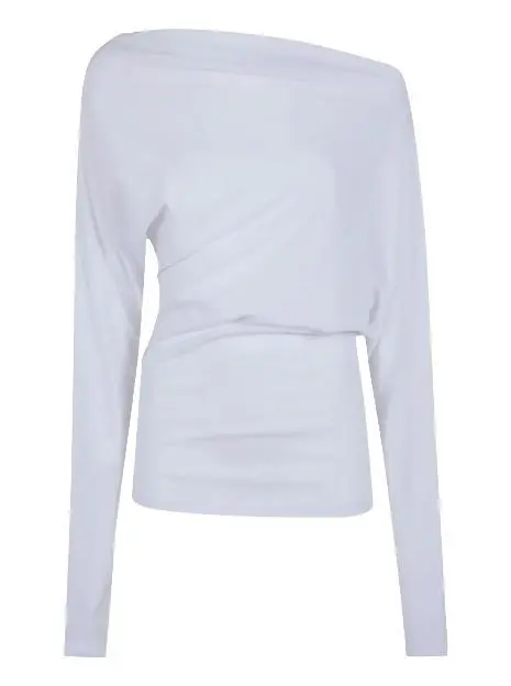 ANN DEMEULEMEESTER Roos Bias Cut Drop Shoulder Top Milner - White
