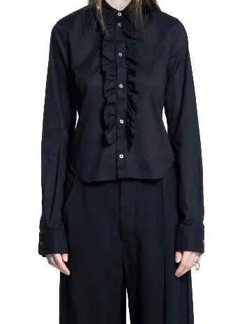 ANN DEMEULEMEESTER Erma Slim-fit Ruffled Shirt - Black