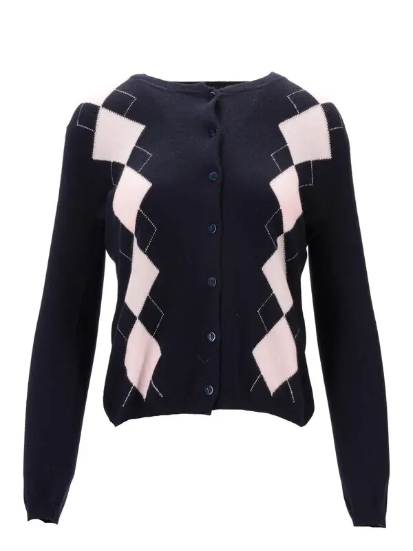 LA ROSE Losanghe Cash Cardigan - Blue Navy