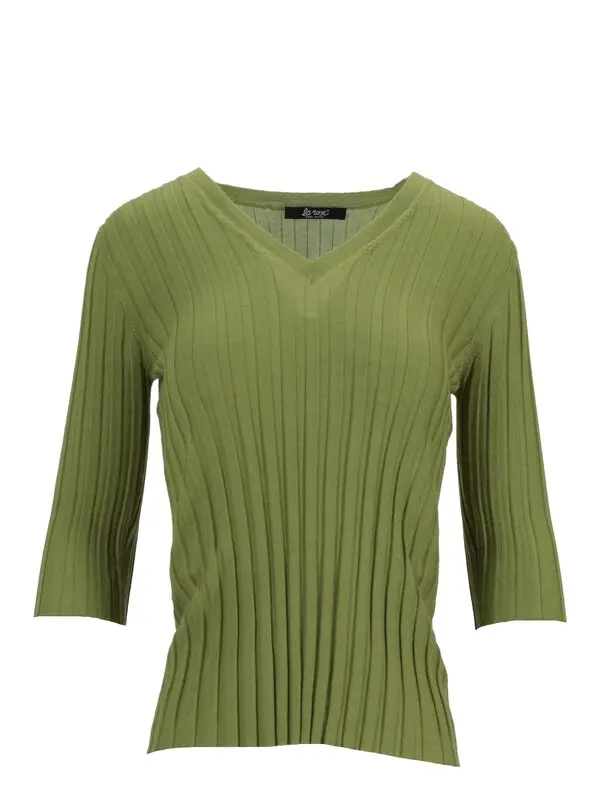 LA ROSE V-neck Cashmere And Silk Top - Green