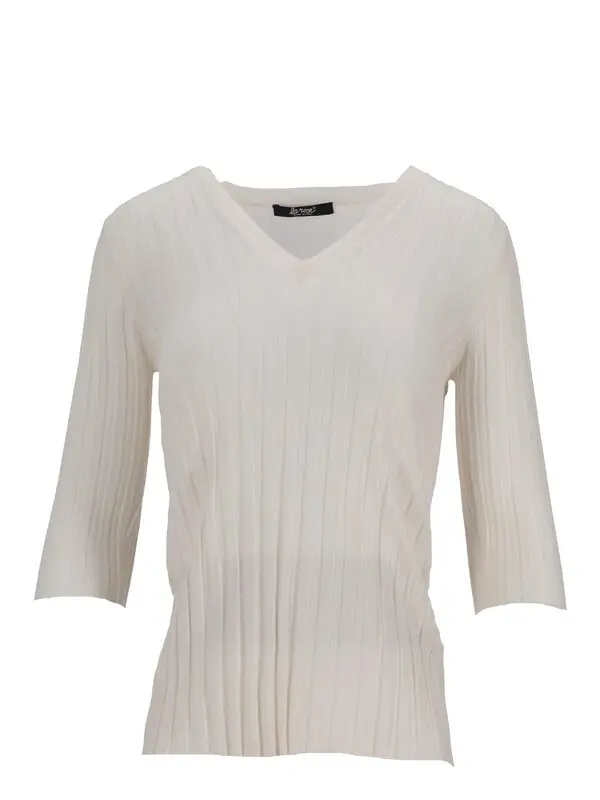 LA ROSE V-neck Cashmere And Silk Top - Cream