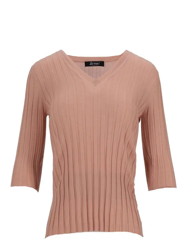 LA ROSE V-neck Cashmere And Silk Top - Light Pink