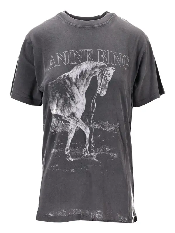 ANINE BING Lili Tee Horse - Washed Black