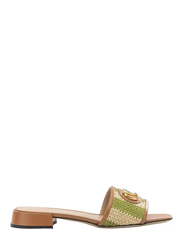 Valentino Garavani Vlogo Signature Slide Sandals - Beige