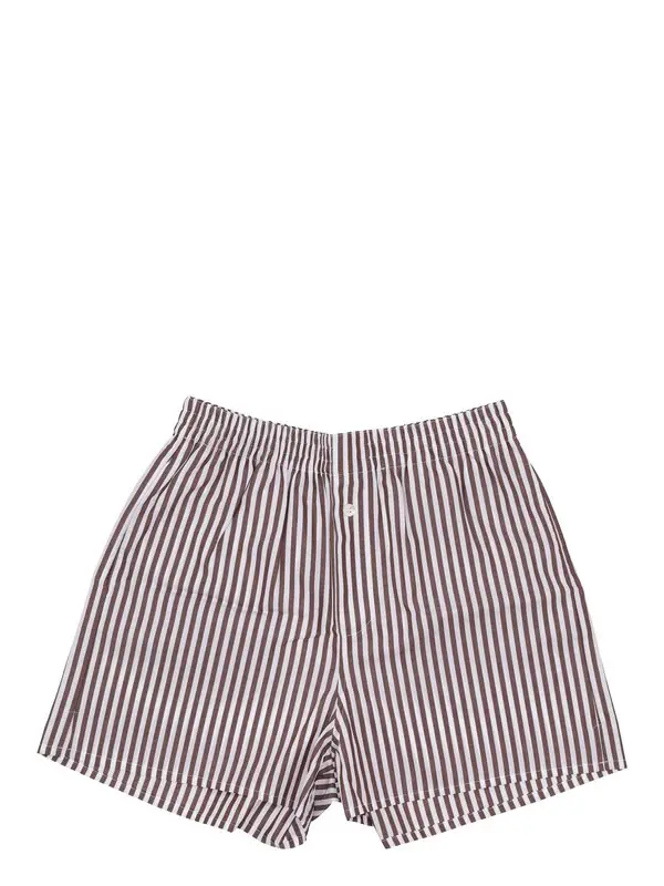 LA ROSE Cotton Buttoned Shorts - Brown Stripes