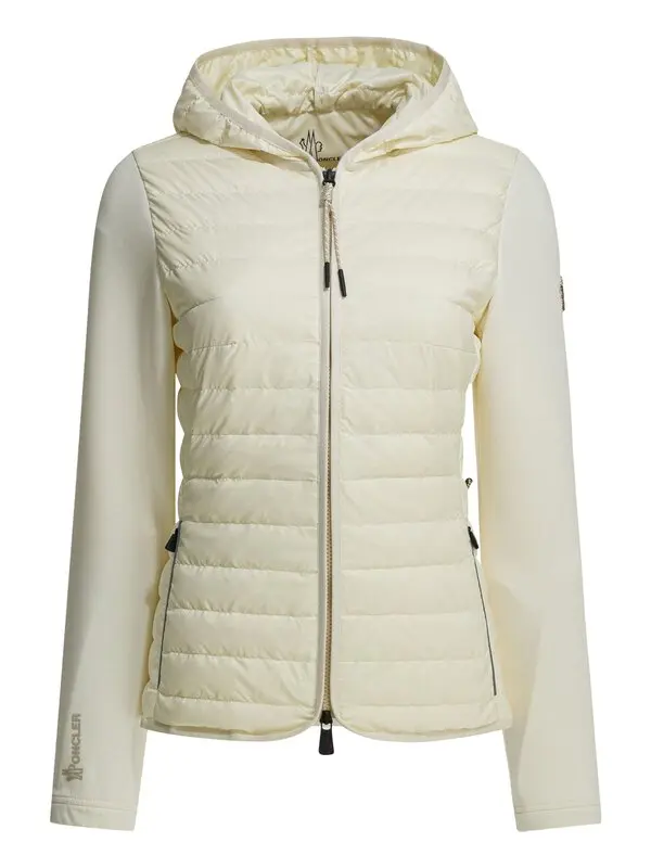 Moncler Quilted Jacket With Logo - White
