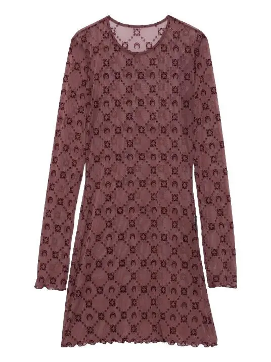 MARINE SERRE Moonogram Mini Dress - Aubergine